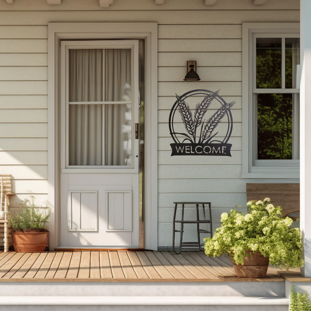 Metal Wheat Welcome Sign – Wood River Iron Works